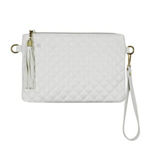 amamcy women quilted wristlet clutch with tassel envelope bag lightweight clutch handbag faux leather wallet for ladies