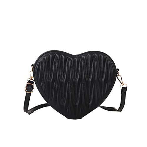 Fashion Heart Quilted Purses Shoulder Crossbody Handbags Evening Clutch Cellphone Wallet Purse for women (black)