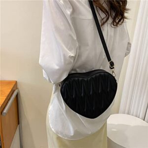 Fashion Heart Quilted Purses Shoulder Crossbody Handbags Evening Clutch Cellphone Wallet Purse for women (black)