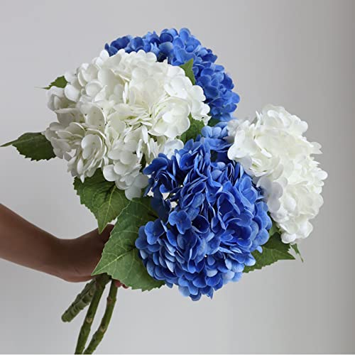 ZooeyRoose 3 Pcs White Royal Artificial Hydrangea 21" Large Real Touch Hydrangeas Heads with Stems Natural Lifelike Artificial Flower for Wedding Centerpieces Bouquet Home DIY Floral Decor