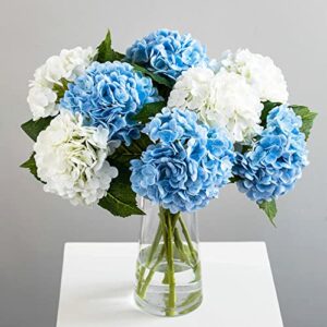 ZooeyRoose 3 Pcs White Royal Artificial Hydrangea 21" Large Real Touch Hydrangeas Heads with Stems Natural Lifelike Artificial Flower for Wedding Centerpieces Bouquet Home DIY Floral Decor