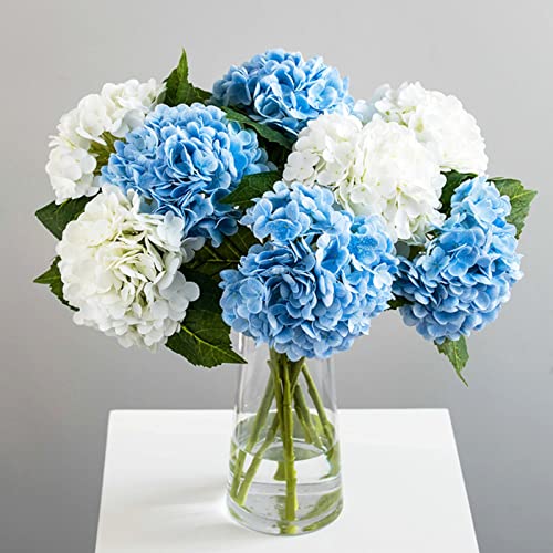 ZooeyRoose 3 Pcs White Royal Artificial Hydrangea 21" Large Real Touch Hydrangeas Heads with Stems Natural Lifelike Artificial Flower for Wedding Centerpieces Bouquet Home DIY Floral Decor