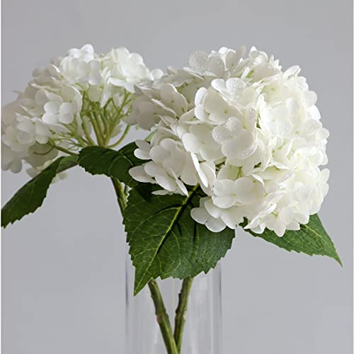 ZooeyRoose 3 Pcs White Royal Artificial Hydrangea 21" Large Real Touch Hydrangeas Heads with Stems Natural Lifelike Artificial Flower for Wedding Centerpieces Bouquet Home DIY Floral Decor