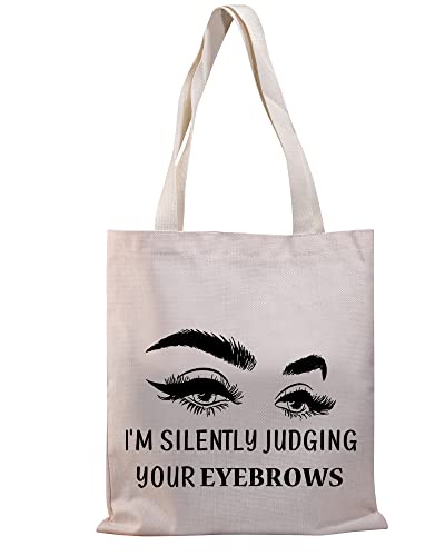 BDPWSS Esthetician Tote Bag Beautician Gift I'm Silently Judging Your Eyebrows Funny Esthetician Supplies Bag (judging eyebrows TG)