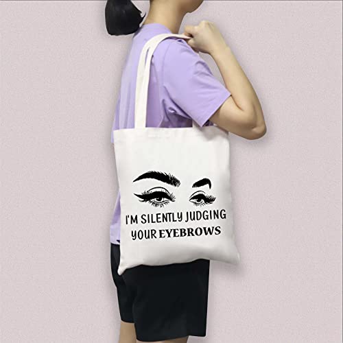 BDPWSS Esthetician Tote Bag Beautician Gift I'm Silently Judging Your Eyebrows Funny Esthetician Supplies Bag (judging eyebrows TG)