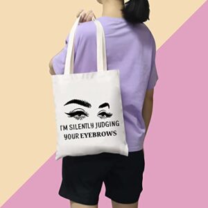 BDPWSS Esthetician Tote Bag Beautician Gift I'm Silently Judging Your Eyebrows Funny Esthetician Supplies Bag (judging eyebrows TG)