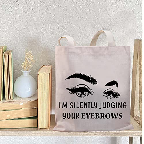 BDPWSS Esthetician Tote Bag Beautician Gift I'm Silently Judging Your Eyebrows Funny Esthetician Supplies Bag (judging eyebrows TG)