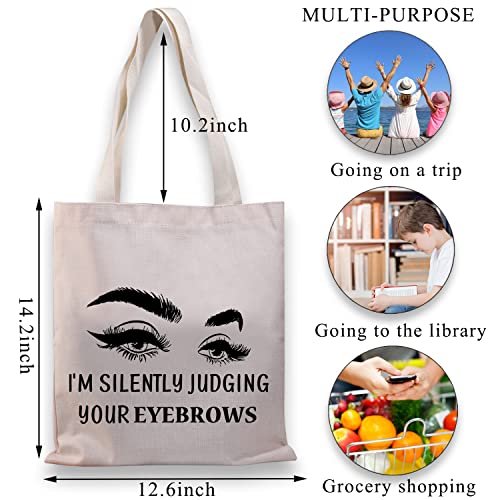 BDPWSS Esthetician Tote Bag Beautician Gift I'm Silently Judging Your Eyebrows Funny Esthetician Supplies Bag (judging eyebrows TG)