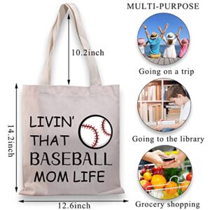 BDPWSS Baseball Tote Bag For Women Baseball Mom Gift Baseball Player Gift Living That Baseball Mom Life Canvas Bag (Mom life baseball TG)