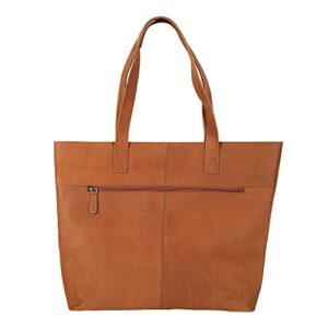 FLORIANA Genuine Leather Purse Large Leather Tote Bag Women's Shoulder Bag - Cognac