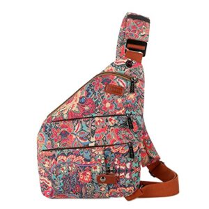 women’s floral small sling bag anti theft travel purse bag crossbody chest shoulder bag xb-16 (hs)