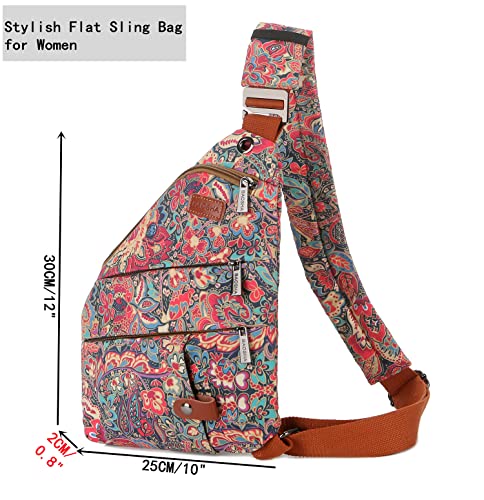 Women's Floral Small Sling Bag Anti Theft Travel purse Bag Crossbody Chest Shoulder Bag XB-16 (HS)