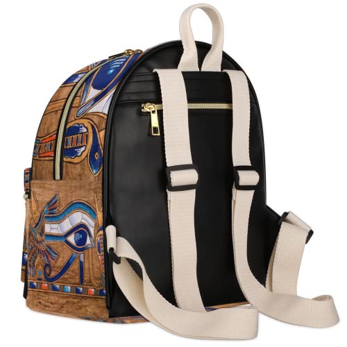 Egypt Pattern Mini Backpack Purse for Women, Egyptian Horus Eye Leather Small Backpack Casual Travel Daypacks Shoulder Bag for Girls Teen