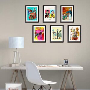 SHANDLER Gorillaz Poster - Set of 6 Pcs Unframed Canvas 8*10inch Band Posters Cool Rock Punk Album Music for Men Teens Girls Boys Fans Lovers