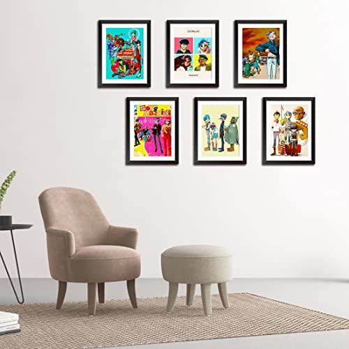 SHANDLER Gorillaz Poster - Set of 6 Pcs Unframed Canvas 8*10inch Band Posters Cool Rock Punk Album Music for Men Teens Girls Boys Fans Lovers