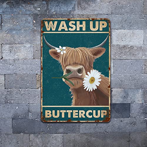 Gellyposter Metal Tin Signs Retro Sign Wash Up Buttercup Poster, Cow Funny Wall Art, Bathroom Hanging Decor Home Toilet Art Decor8x12…