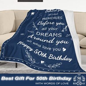 Happy 50th Birthday Gifts for Men Women Blanket 1973 50th Birthday Decorations 50 Years Old Gift for Husband Wife Dad Mom Back in 1973 Flannel Fleece Soft Throw Blanket for Bed Sofa 60x50 Inches