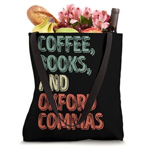 Reading Lover Reader Shirt Coffee Books And Oxford Commas Tote Bag