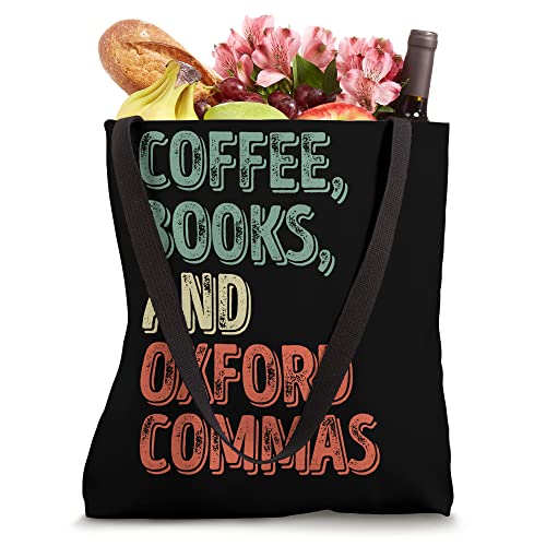 Reading Lover Reader Shirt Coffee Books And Oxford Commas Tote Bag