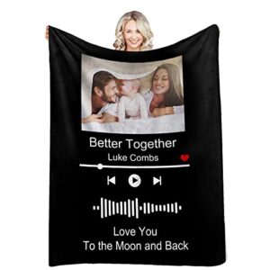 simieek custom blanket personalized photos text collage with spotif customized picture throws blankets for couple lover adults family birthday, 30×40 inches