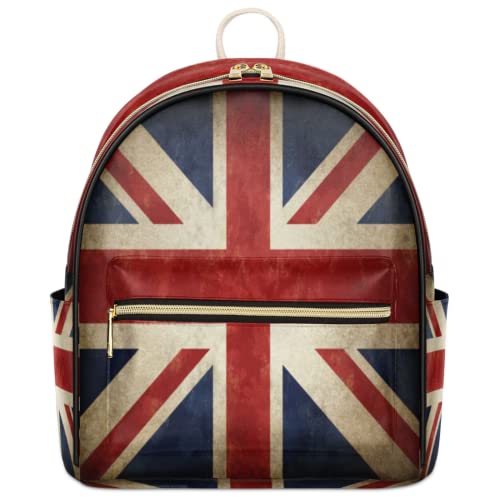 Britain Flag Mini Backpack Purse for Women, British Flag Leather Small Backpack Casual Travel Daypacks Shoulder Bag for Girls Teen