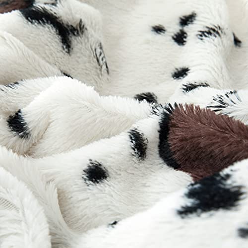 Bytide Cow Printed Soft Thick Fuzzy Faux Fur Sherpa Black White Reversible Throw Blanket Queen Size 86" x 92", Couch Bed Cover Warm Fluffy Cozy Plush Blankets Home Décor