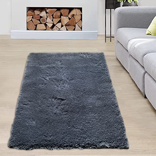 OREMILA 3x5 Area Rug for Bedroom, Super Soft Fluffy Shag Rug for Living Room Bedroom, Fuzzy Plush Grey Rug for Kids Nursery Room Home Decor