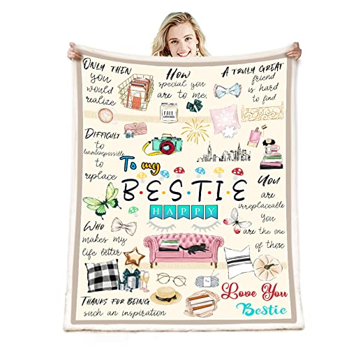 Best Friend Birthday Gifts for Women, Friendship Gifts for Women Friends, Best Friend, Best Friend Blanket 50 x 60, Soft Sherpa Throw Blanket Gifts for Women Sister Girls BFF