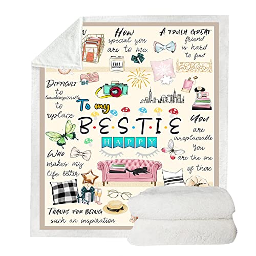 Best Friend Birthday Gifts for Women, Friendship Gifts for Women Friends, Best Friend, Best Friend Blanket 50 x 60, Soft Sherpa Throw Blanket Gifts for Women Sister Girls BFF