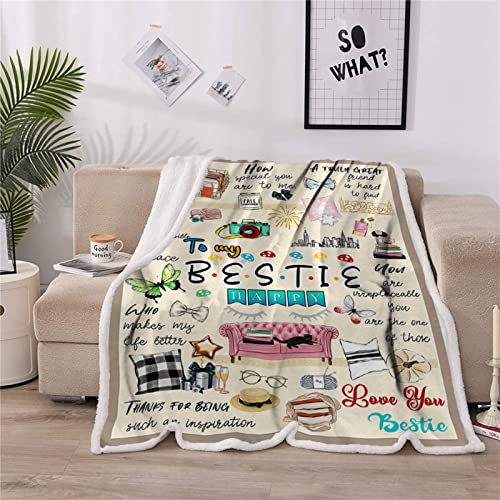 Best Friend Birthday Gifts for Women, Friendship Gifts for Women Friends, Best Friend, Best Friend Blanket 50 x 60, Soft Sherpa Throw Blanket Gifts for Women Sister Girls BFF