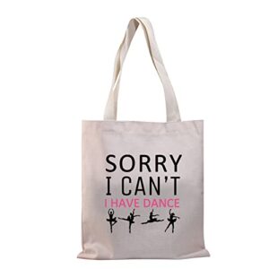 bdpwss dancer tote bag dance lover gift funny dance teacher gift sorry i can’t i have dance canvas shoulder bag (have dance tg)