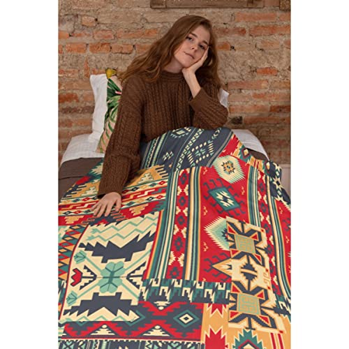 Darani Traditional Native American Style Lightweight Super Soft Cozy Throw Blanket Warm and Lightweight Soft Flannel Blankets 80x60 Large for Adult Bed Blanket