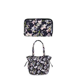 vera bradley womens cotton turnlock with rfid protection wallet, bloom boom navy – recycled cotton, one size us withvera bradley womens cotton glenna satchel purse handbag, bloom boom navy