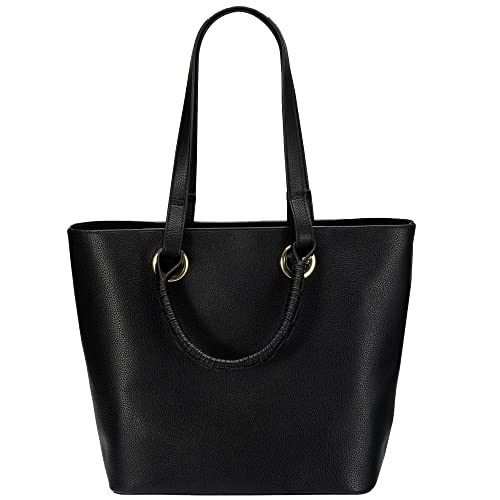 HW COMFORT Small Soft Faux Leather Tote Shoulder Bag, Black