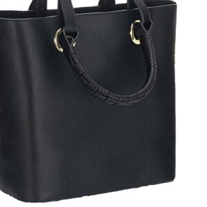 HW COMFORT Small Soft Faux Leather Tote Shoulder Bag, Black