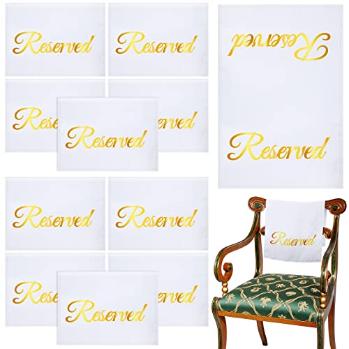 10 Pack Reserved Seating Signs Reserved Chair Signs Church Pew Reserved Signs Reserved Cloths Placeholder for Wedding, Meeting or Event, 11.81 x 17.72 Inches (White)