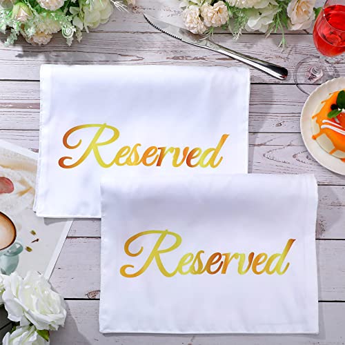 10 Pack Reserved Seating Signs Reserved Chair Signs Church Pew Reserved Signs Reserved Cloths Placeholder for Wedding, Meeting or Event, 11.81 x 17.72 Inches (White)