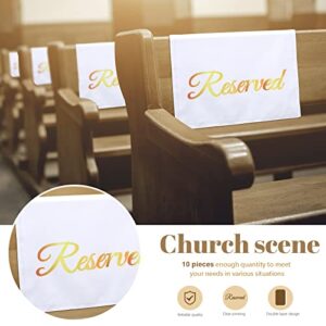 10 Pack Reserved Seating Signs Reserved Chair Signs Church Pew Reserved Signs Reserved Cloths Placeholder for Wedding, Meeting or Event, 11.81 x 17.72 Inches (White)