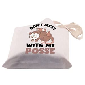 BDPWSS Possum Tote Bag Opossum Lover Gift Possum Mom Gift Don't Mess With My Posse Funny Possum Travel Pouch for Possum Owner (Mess my posse TG)