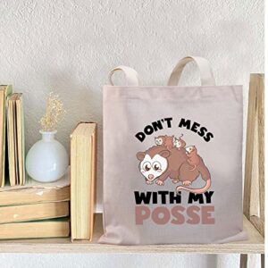 BDPWSS Possum Tote Bag Opossum Lover Gift Possum Mom Gift Don't Mess With My Posse Funny Possum Travel Pouch for Possum Owner (Mess my posse TG)