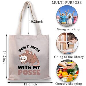 BDPWSS Possum Tote Bag Opossum Lover Gift Possum Mom Gift Don't Mess With My Posse Funny Possum Travel Pouch for Possum Owner (Mess my posse TG)