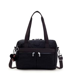 kipling womens women’s klara handbag, organize accessories, removable shoulder strap, dual carry handles, crinkle handbag, black tonal, 12.25 l x 8.5 h 6 d us