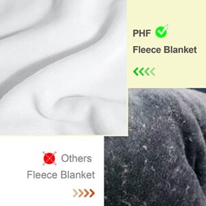 PHF Ultra Soft Fleece Throw Blanket, No Shed No Pilling Luxury Plush Cozy 300GSM Lightweight Blanket for Bed, Couch, Chair, Sofa Suitable for All Season, 50" x 60", White