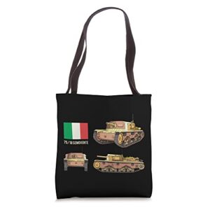 semovente da 75/18 italian ww2 tank spg italy flag tote bag