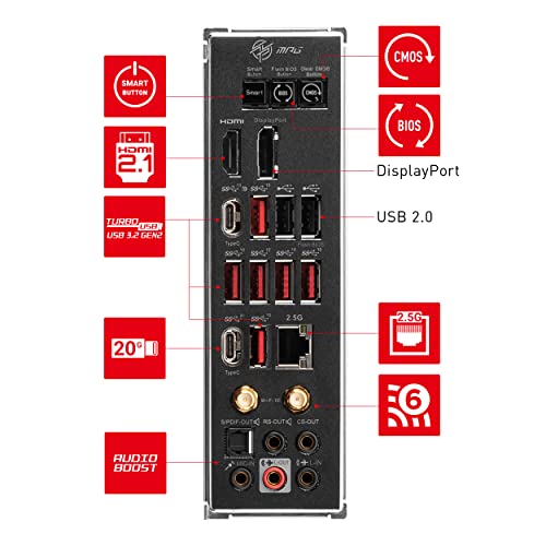 MSI MPG X670E Carbon WiFi Gaming Motherboard (AMD AM5, DDR5, PCIe 5.0, SATA 6Gb/s, M.2, USB 3.2 Gen 2, Wi-Fi 6E, HDMI/DP, ATX)