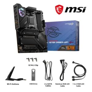 MSI MPG X670E Carbon WiFi Gaming Motherboard (AMD AM5, DDR5, PCIe 5.0, SATA 6Gb/s, M.2, USB 3.2 Gen 2, Wi-Fi 6E, HDMI/DP, ATX)