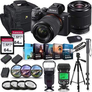 sony alpha a7 iii mirrorless digital slr camera with 28-70mm lens kit + prime ttl accessory bundle with 128gb memory & photo/video editing software