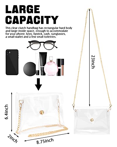 LHMTQVK Clear Purse for Women Clear Crossbody Bag Stadium Approved Transparent Bags for Concerts Sports Event Party (Golden)