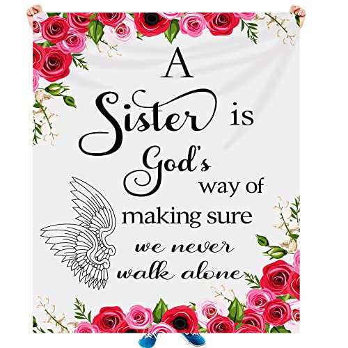 WILLBOND Sisters Gifts from Sister Blanket Sister Birthday Christmas Gifts Soft Flannel Plush Throw Blankets Mothers Day Gifts Sister Is God's Way of Making Sure We Never Walk Alone