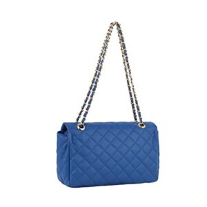 Quilted Crossbody Bags for Women, Bling Letter, Multi Color, Classic Flap (Blue_Love)